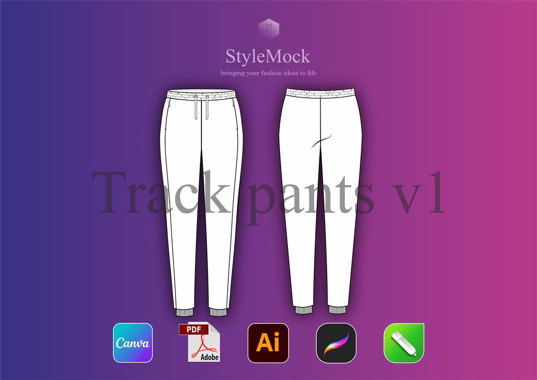 Track Pants Vector Mockup Illustrator Template Mockup Sportswear ...