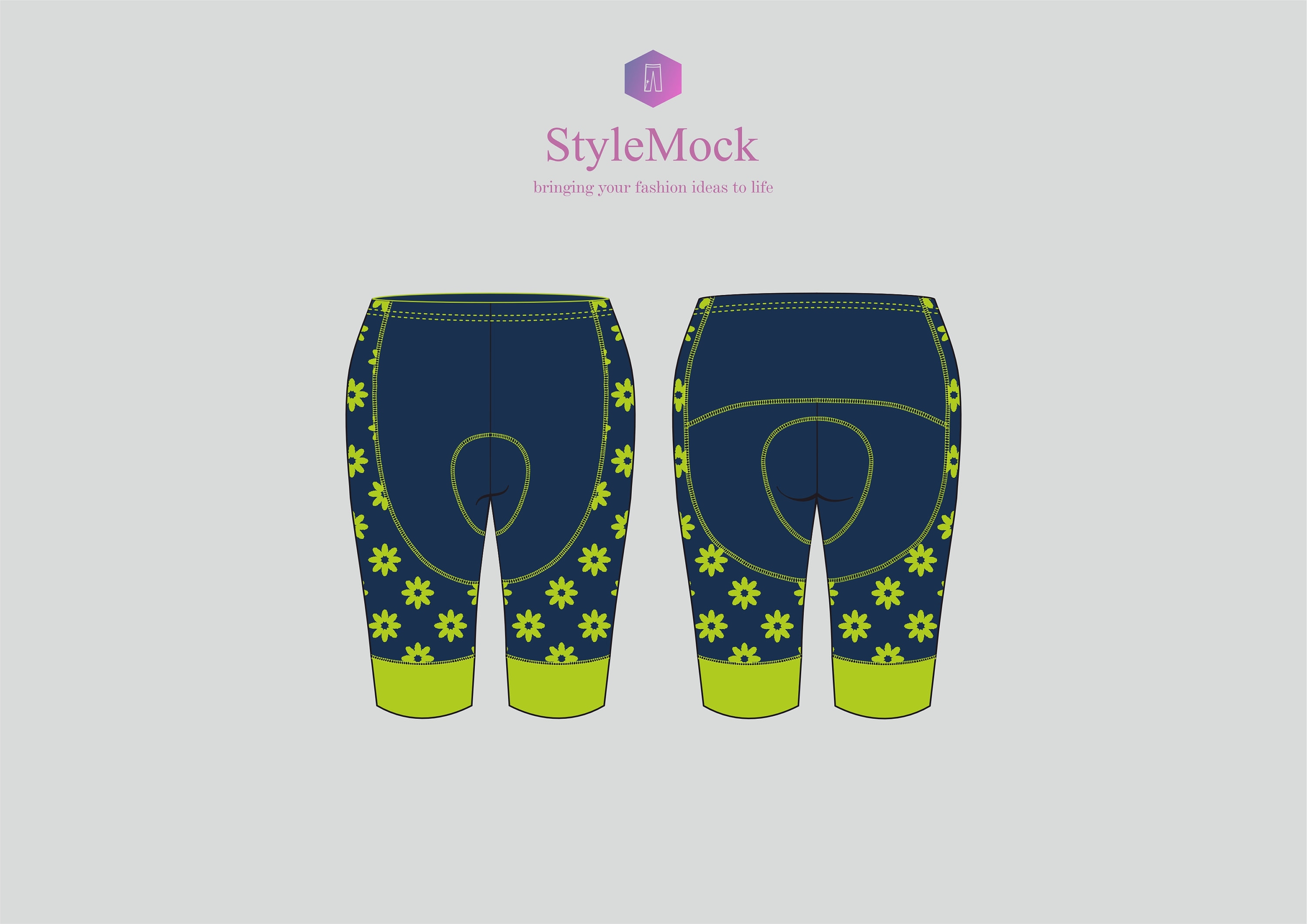 Cycling Shorts Vector Mockup - Illustrator Template Sportswear Vector ...