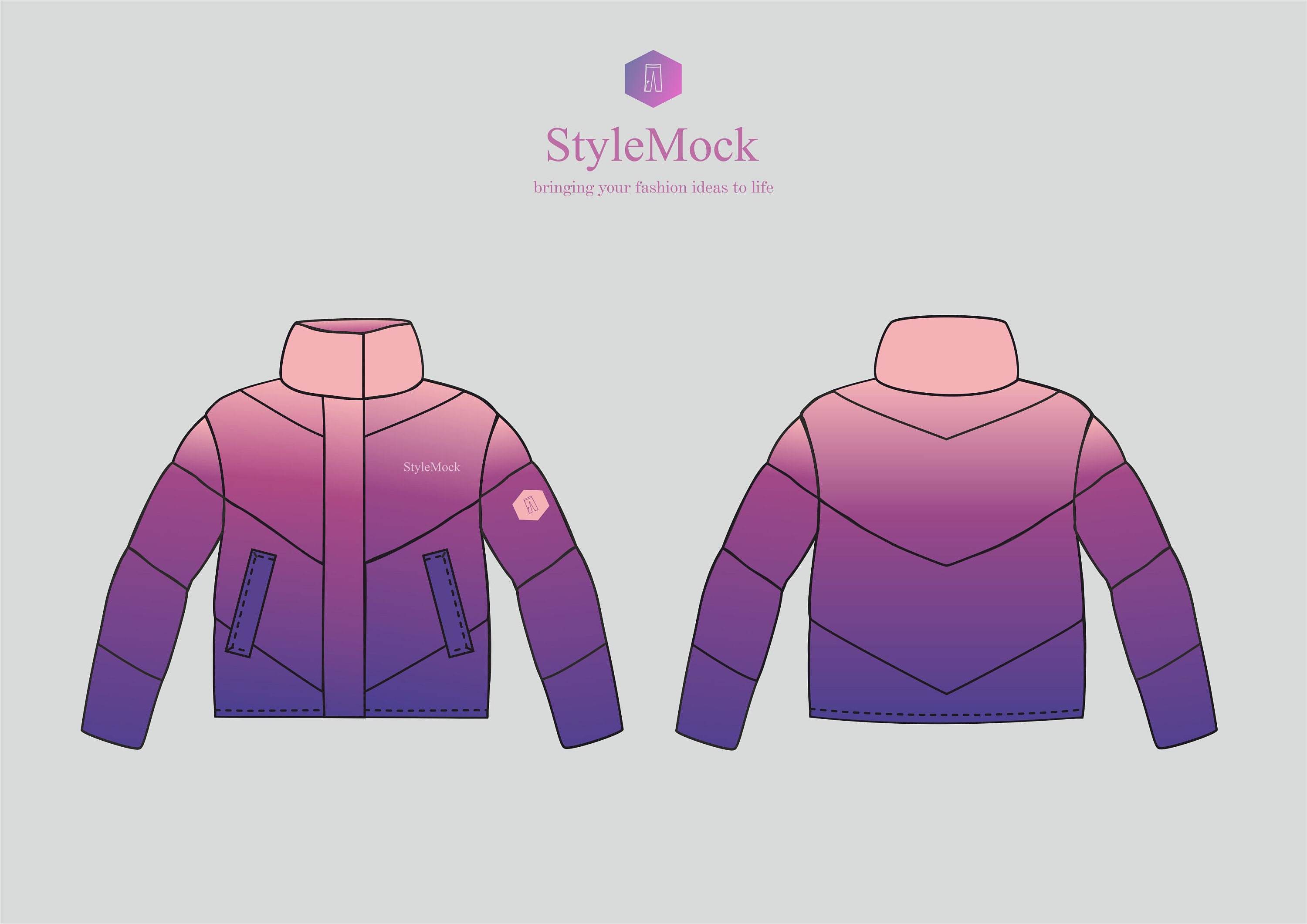 Puffer Jacket Vector Mockup Illustrator Mockup Streetwear Procreate ...