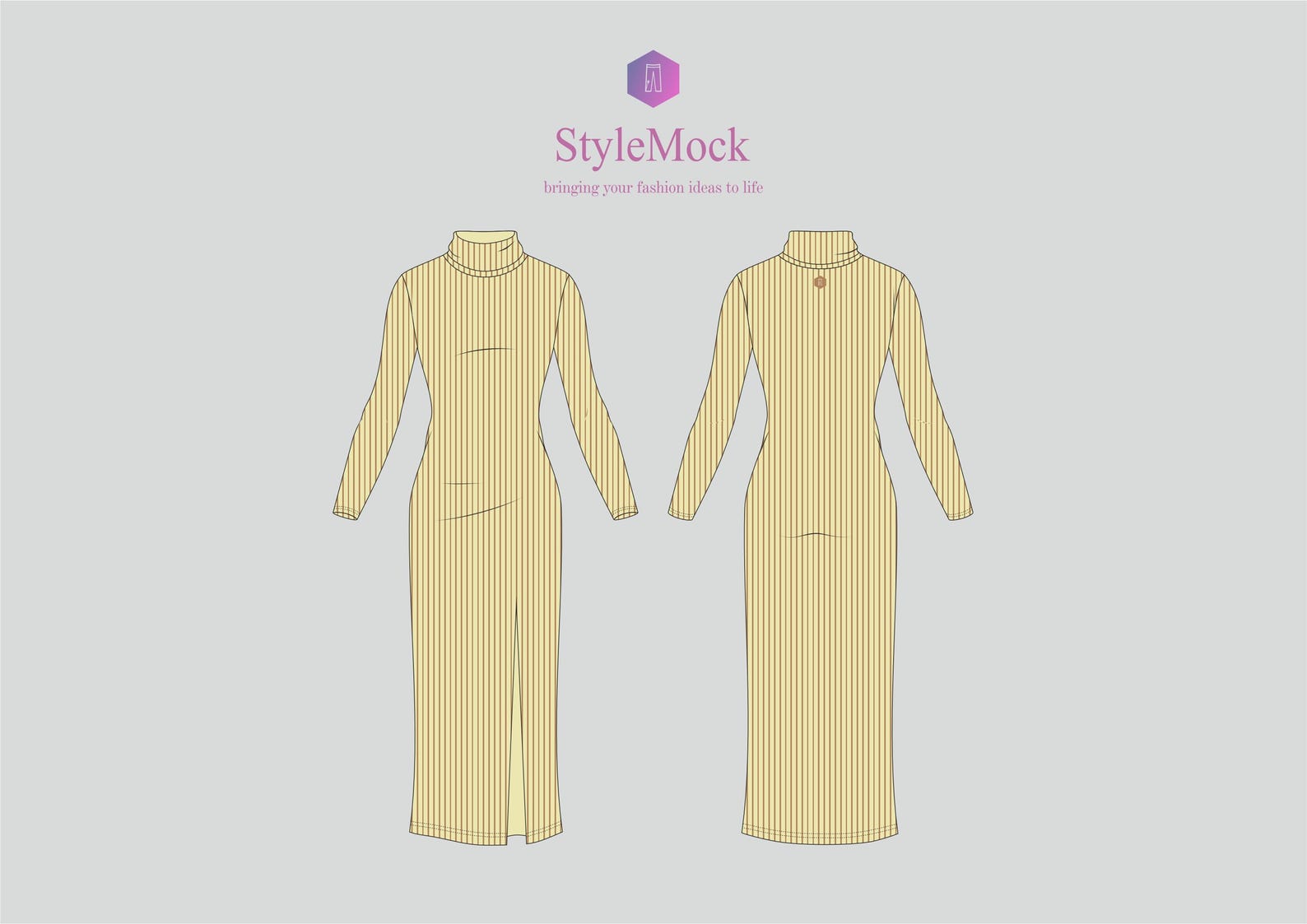 Bodycon Long Dress Vector Mockup - Illustrator Template Streetwear ...