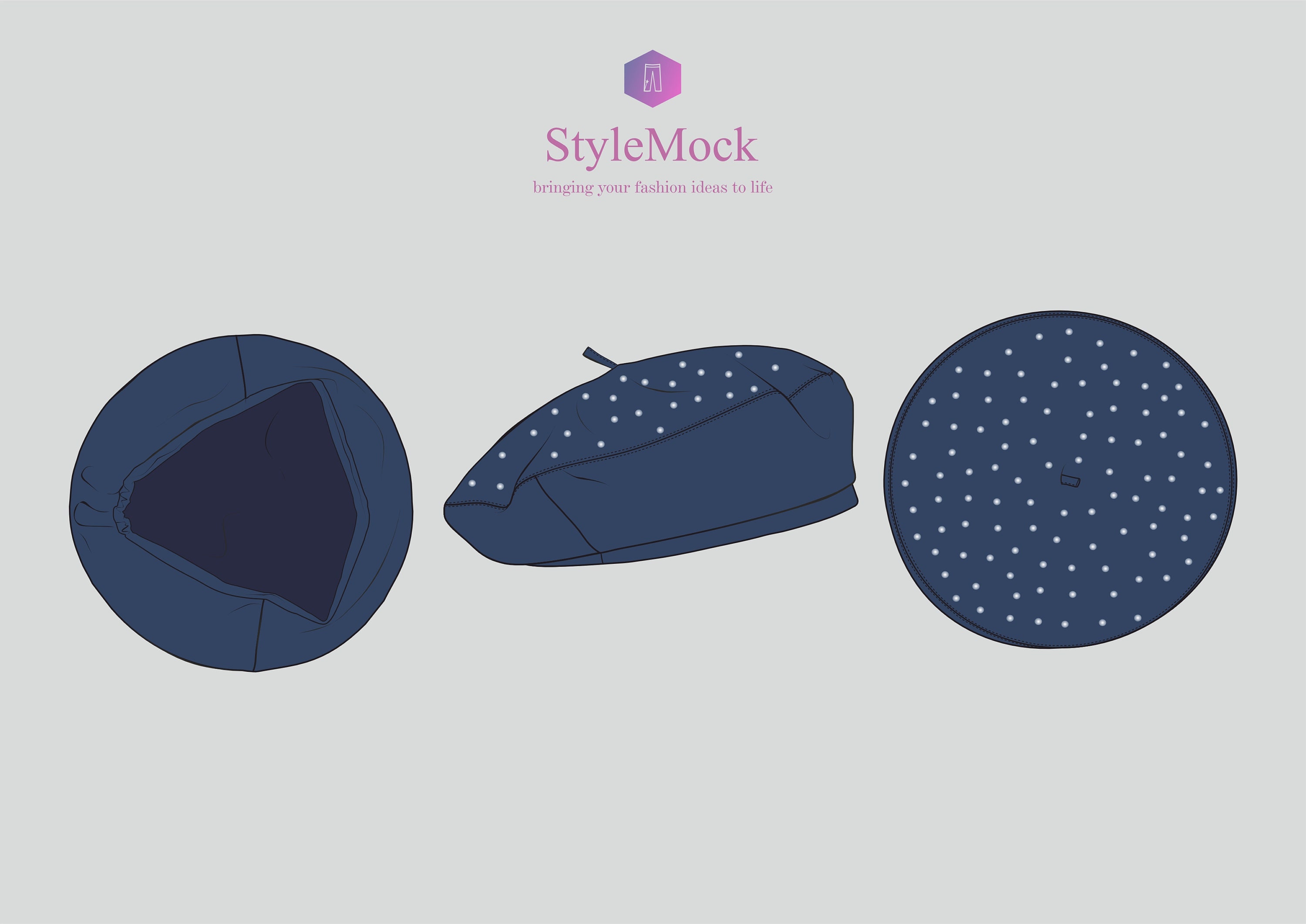 Beret Vector Mockup Illustrator Template Hat Sketch PNG Streetwear ...