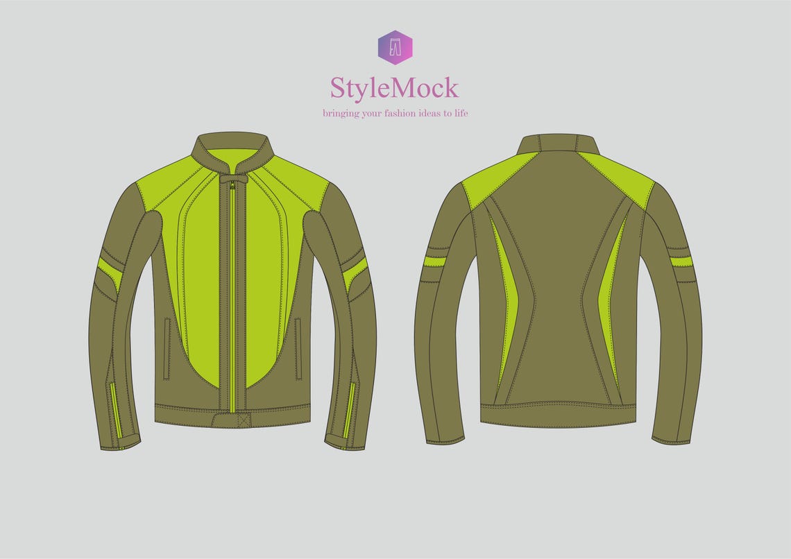 Motorcycle Jacket Vector Mockup – Fashion Flat Drawings (svg, Png, Ai ...
