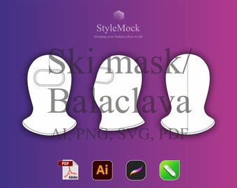 Streetwear Balaclava Vector Mockup Template Adobe Illustrator File ...