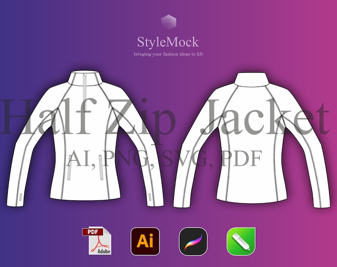 Oversize Denim Jacket Vector Mockup - Illustrator Template Denim Vector ...