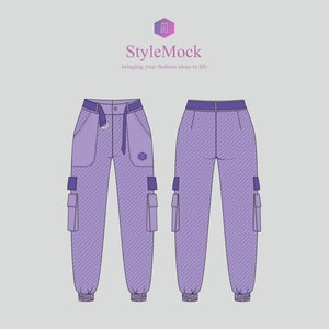 High-rise Cargo Pants Mockup - Vector Template (ai, Svg, Png, Pdf) - Etsy