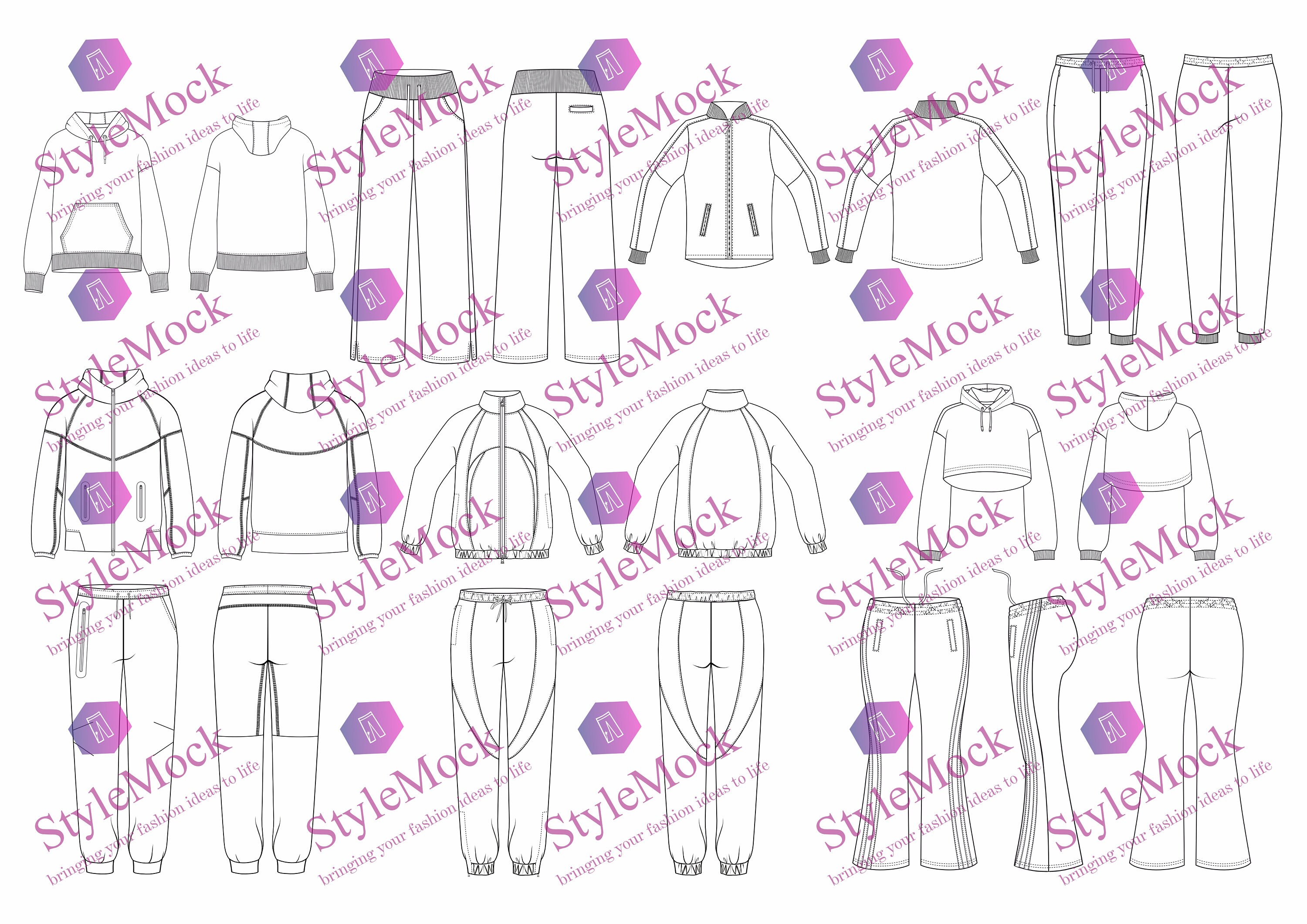 Tracksuit Vector Mockup Pack - Illustrator Template AI Procreate ...