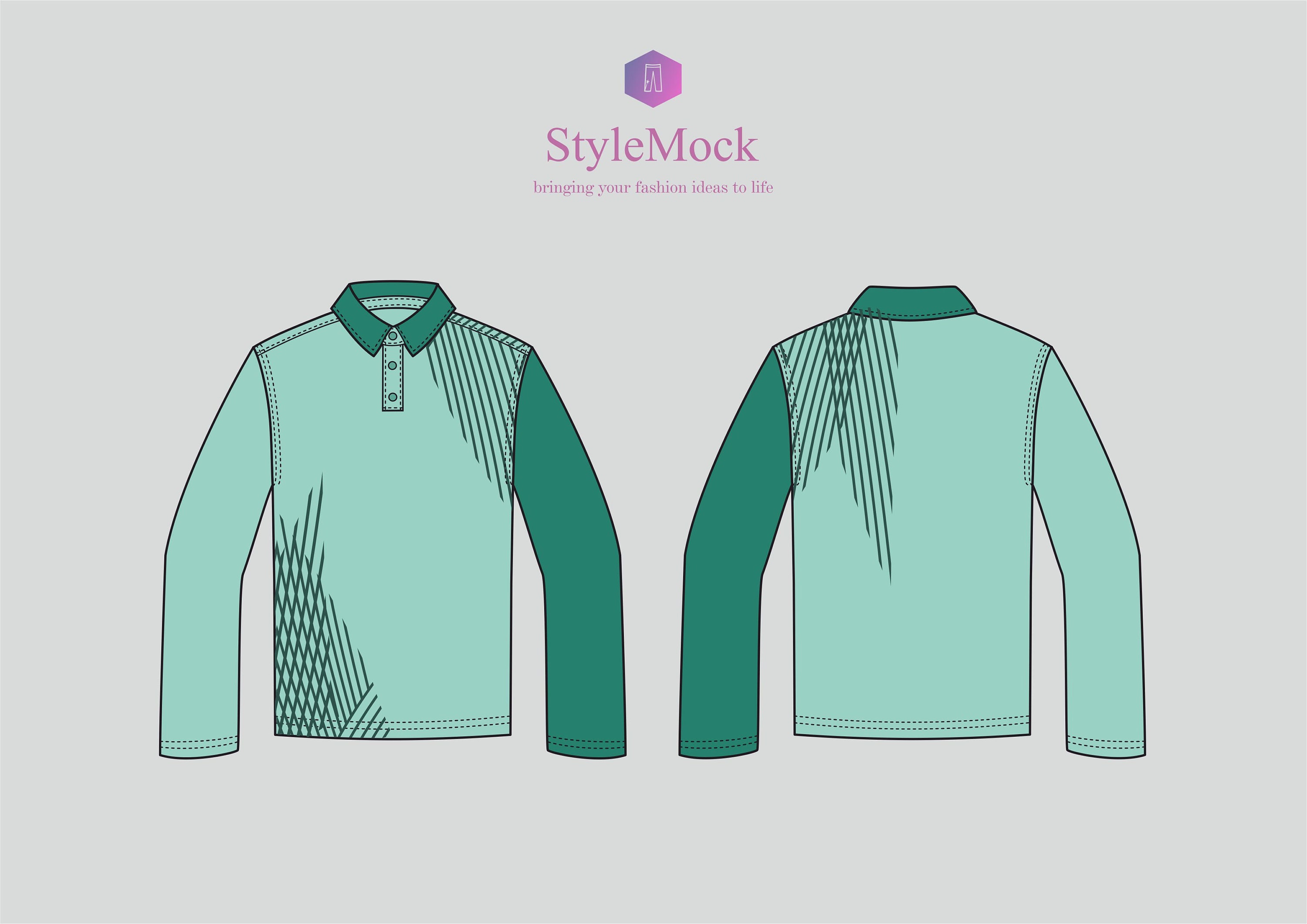 Long Sleeve Polo Flat Mockup - Vector Clothing Illustrator Template ...