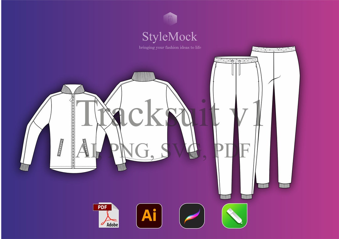 Tracksuit Vector Mockup - Illustrator Template Sportswear Mockup ...