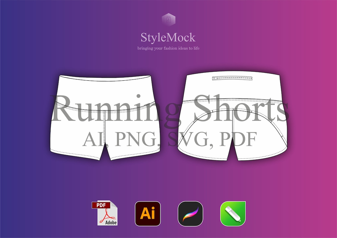 Running Shorts Vector Mockup - Illustrator Template Vector Clothing ...