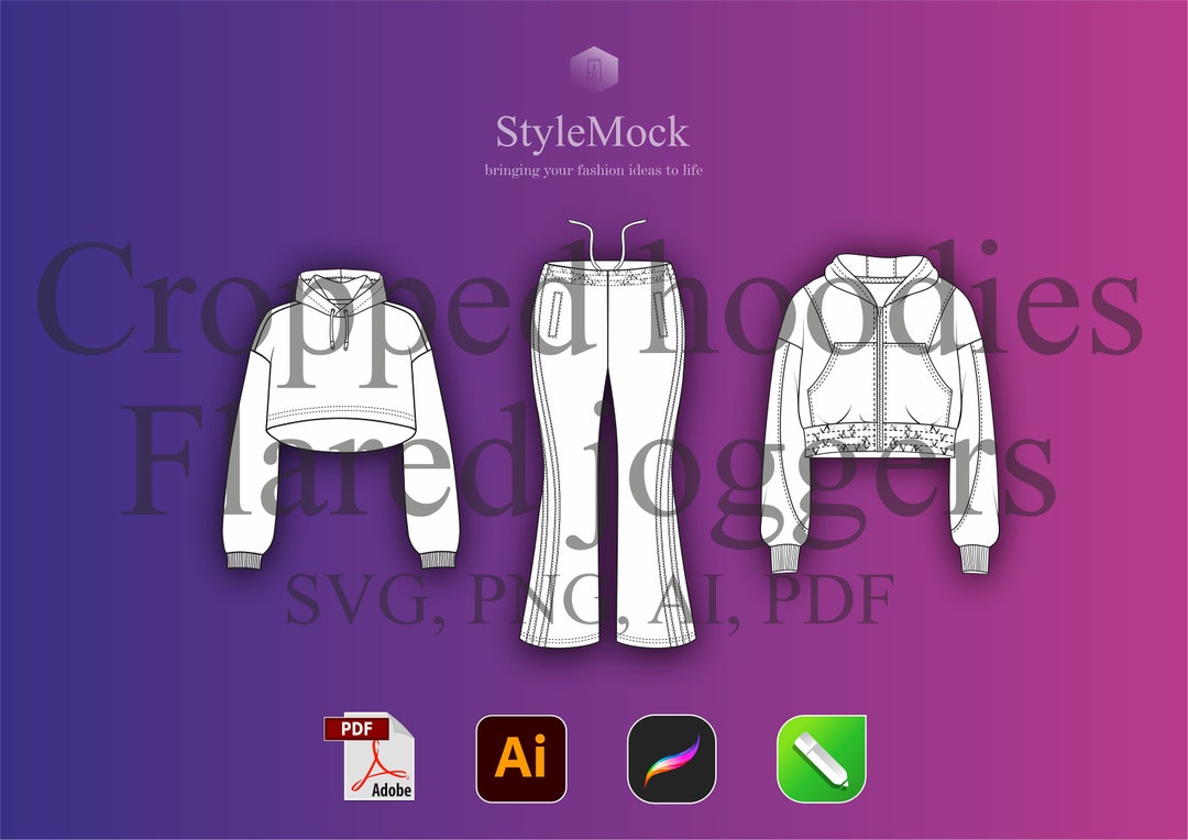 Flared Tracksuit Vector Mockup - Illustrator Template Procreate ...