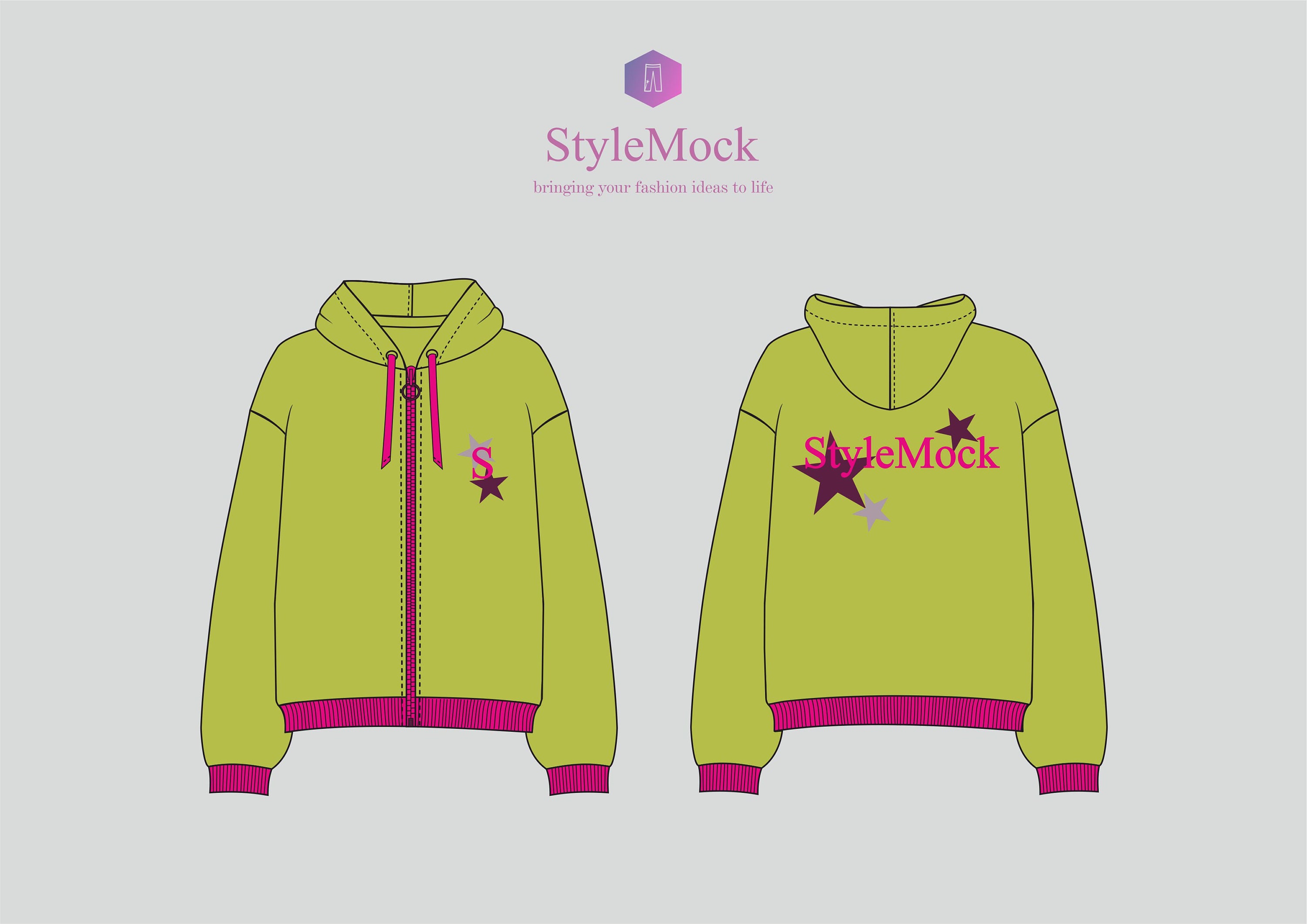 Zip up Hoodie Vector Mockup Illustrator Template Streetwear Vector ...