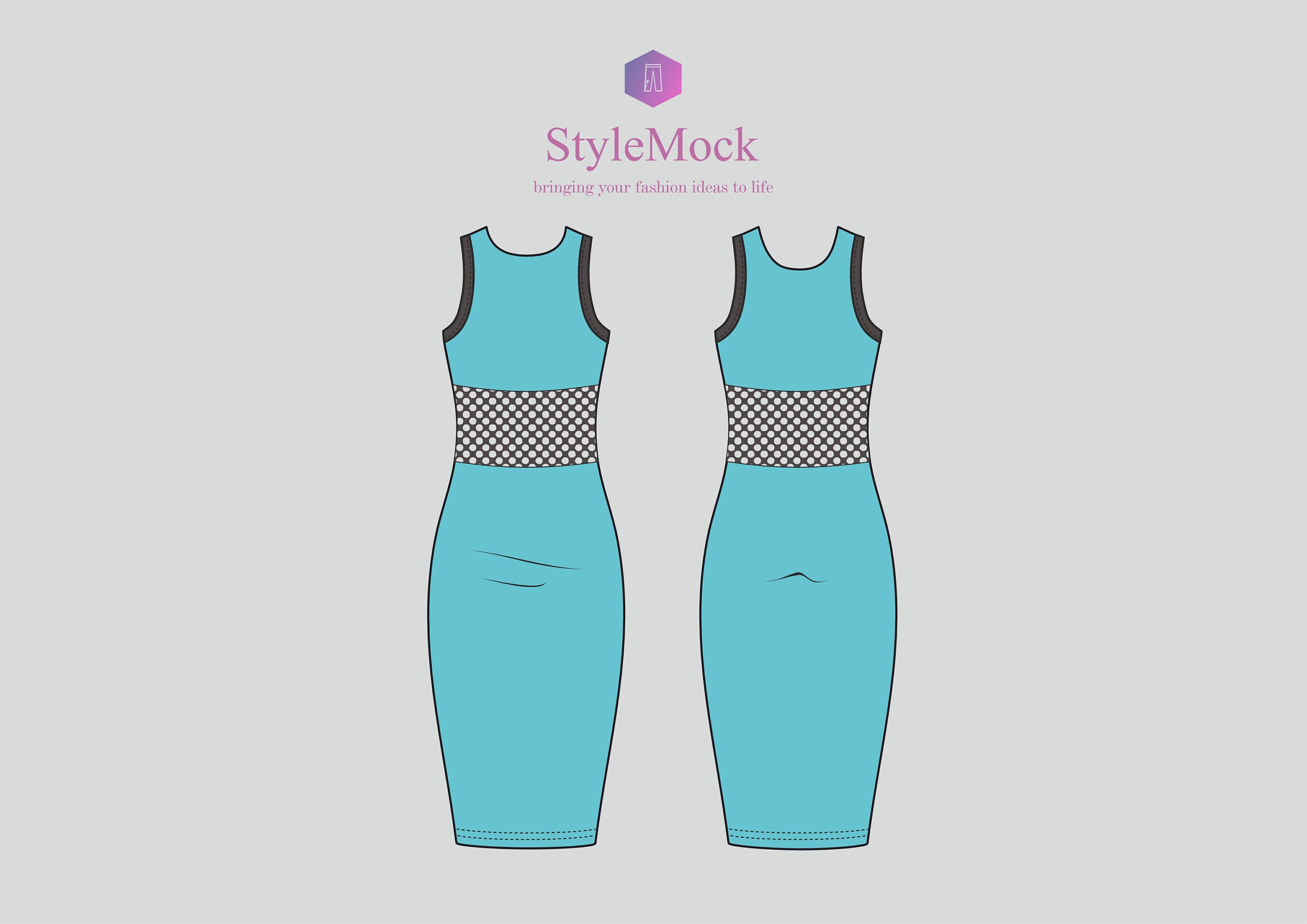 Bodycon Dress Vector Mockup Illustrator Template Streetwear Vector Tech ...