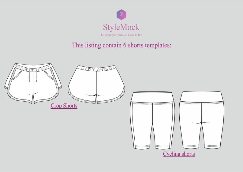 Shorts Vector Mockup Pack - Illustrator Template Streetwear Vector ...