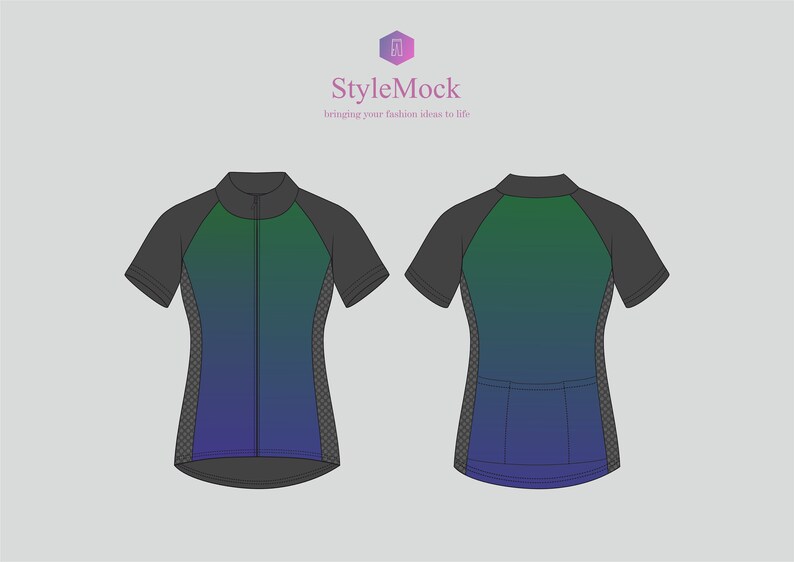 Cycling Jerseys Vector Mockup - Illustrator Template Sportswear Vector ...