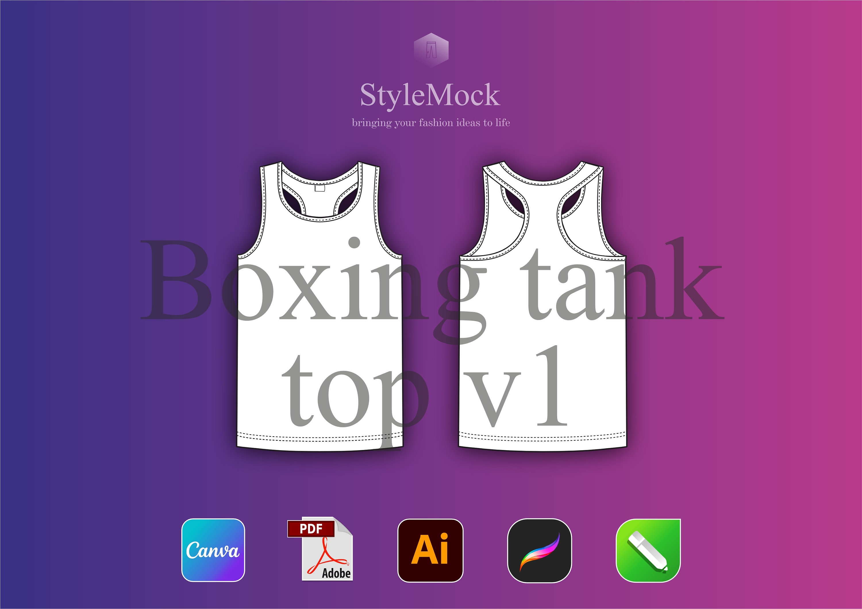 Boxing Top Mockup Illustrator Template Vector Mockup Procreate Template ...