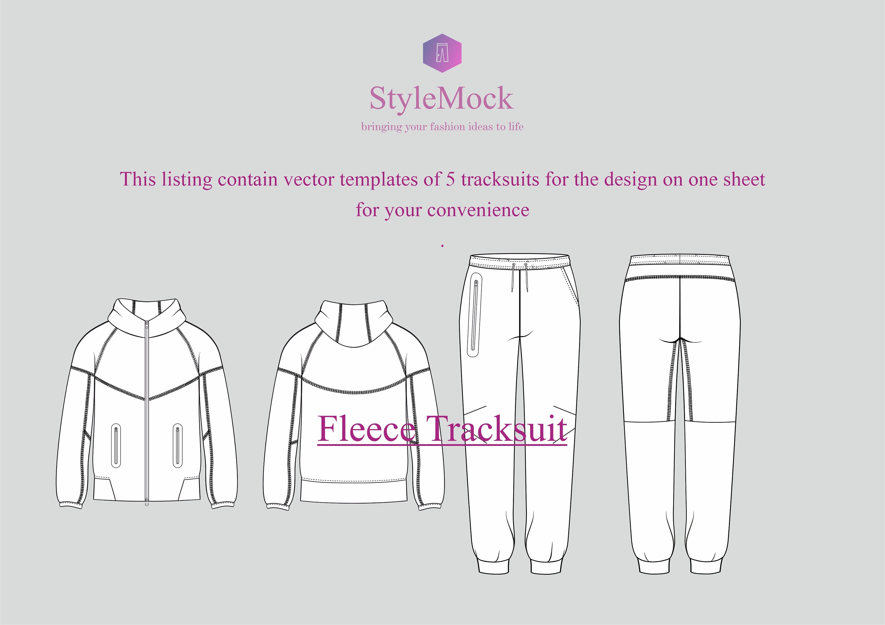 Tracksuit Vector Mockup Pack - Illustrator Template AI Procreate ...