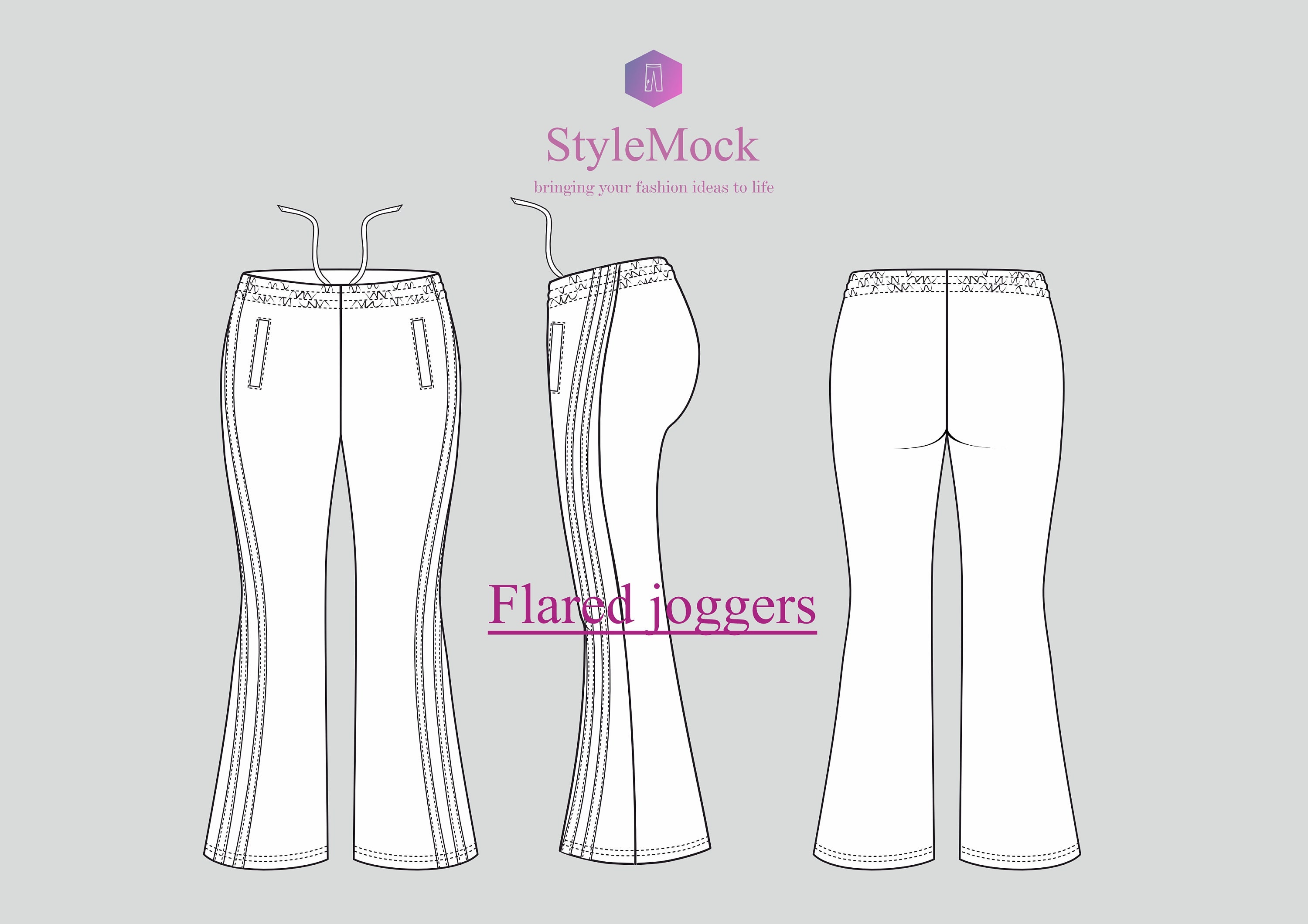 Flared Tracksuit Vector Mockup - Illustrator Template Procreate ...