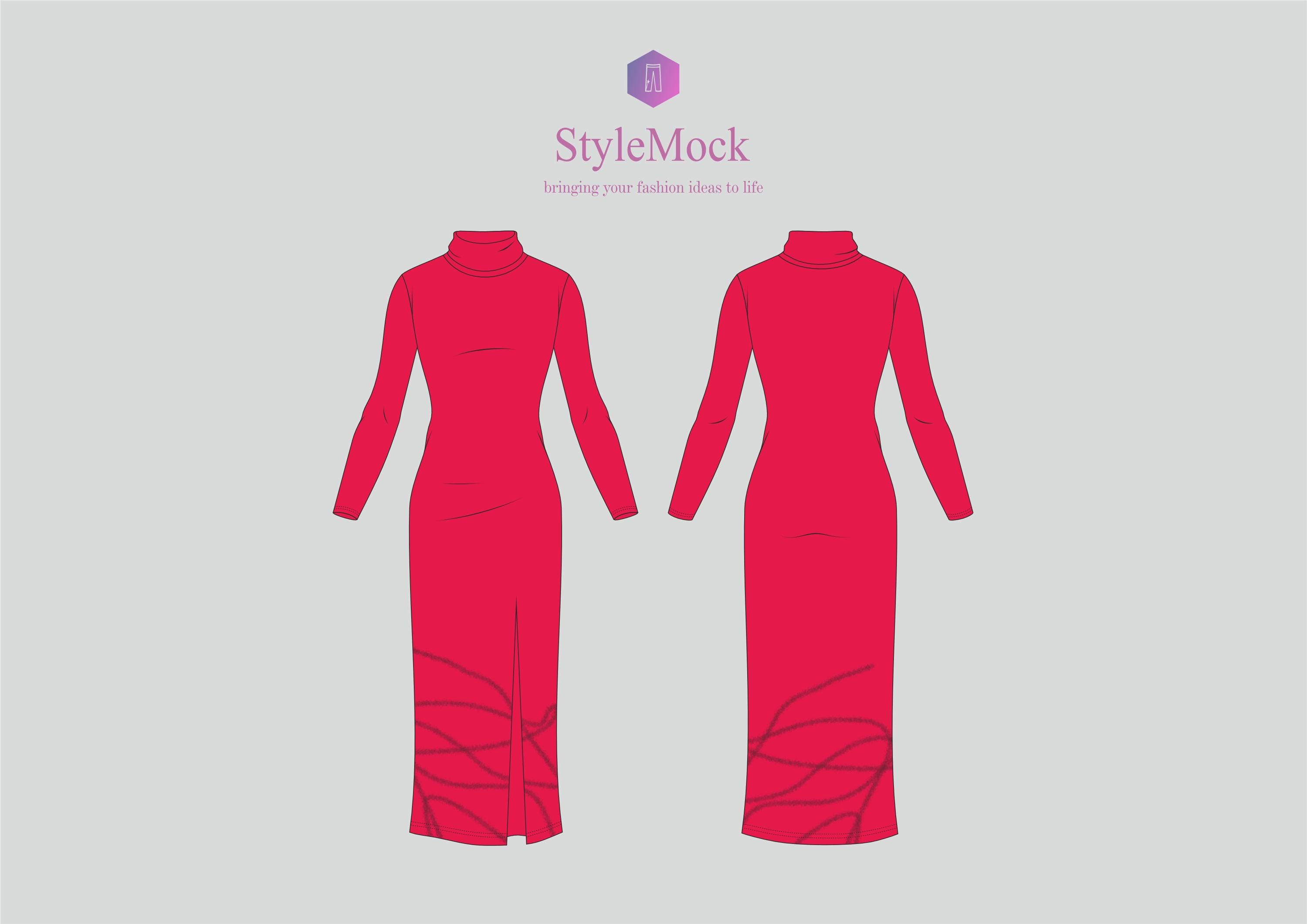 Bodycon Long Dress Vector Mockup Illustrator Template Streetwear Vector ...