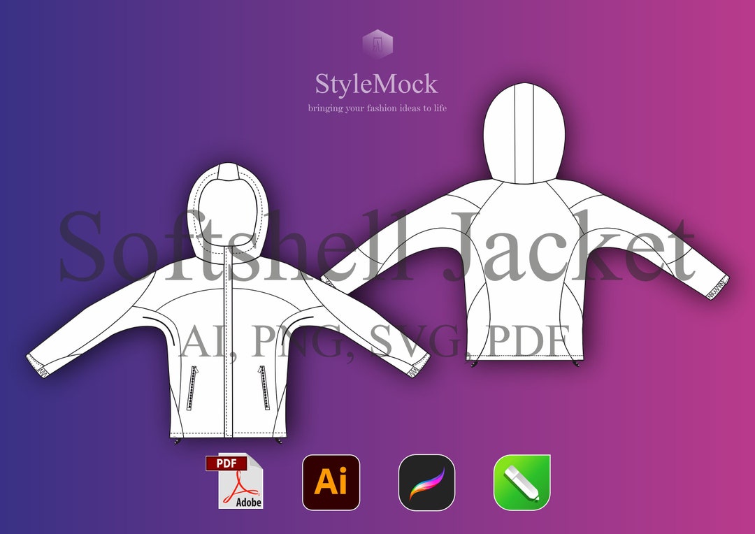 Soft Shell Jacket Mockup - Illustrator Template Vector Mockup Procreate ...
