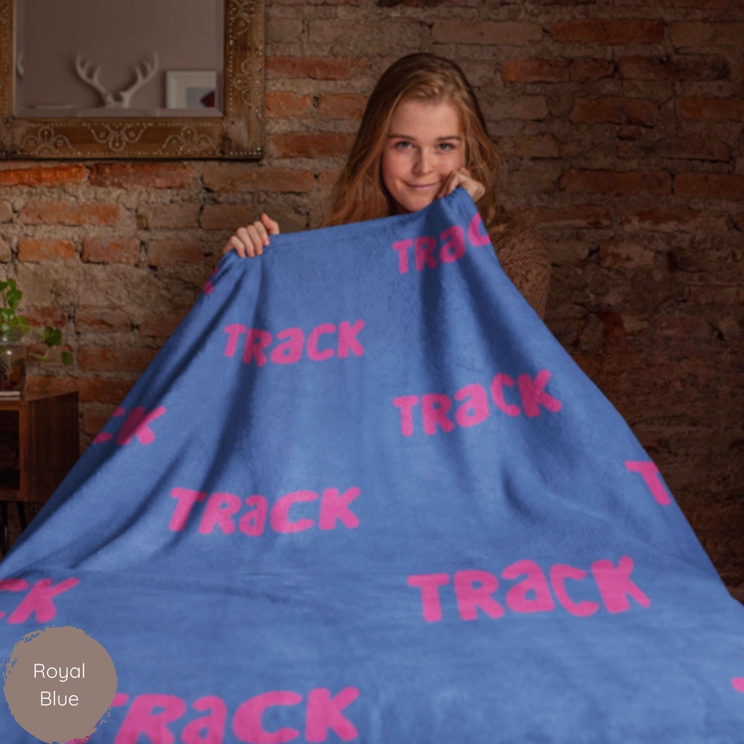 Cute Track Throw Blanket for Sprinter, Blue Pink Sports Plush Blanket ...
