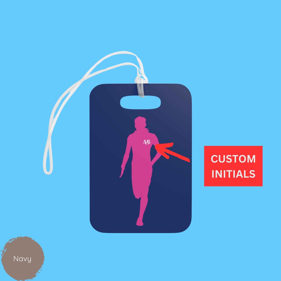 Custom Bag Tag for Female Runner, Personalized Initials Name Luggage ...
