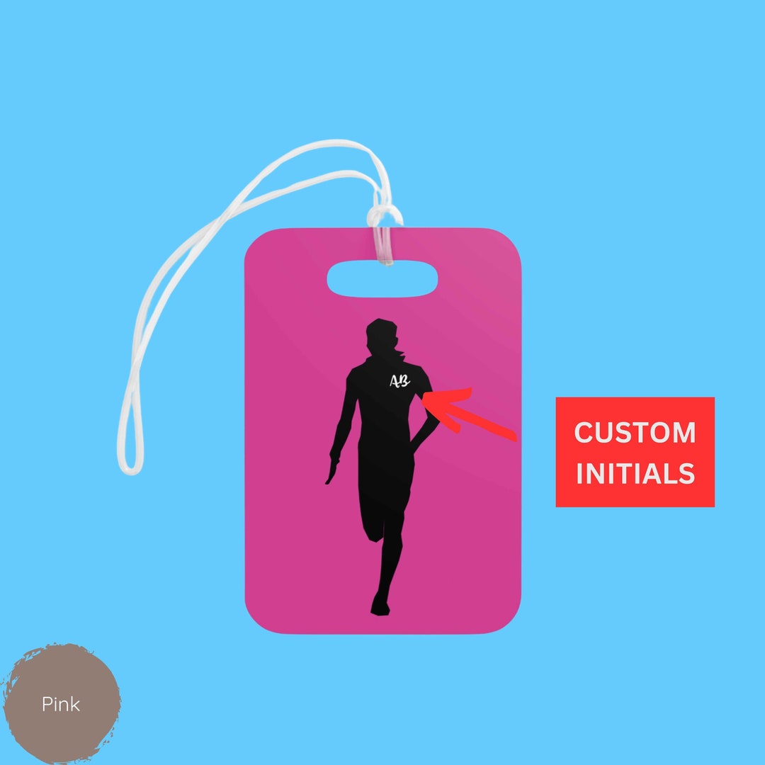 Custom Bag Tag for Female Runner, Personalized Initials Name Luggage ...