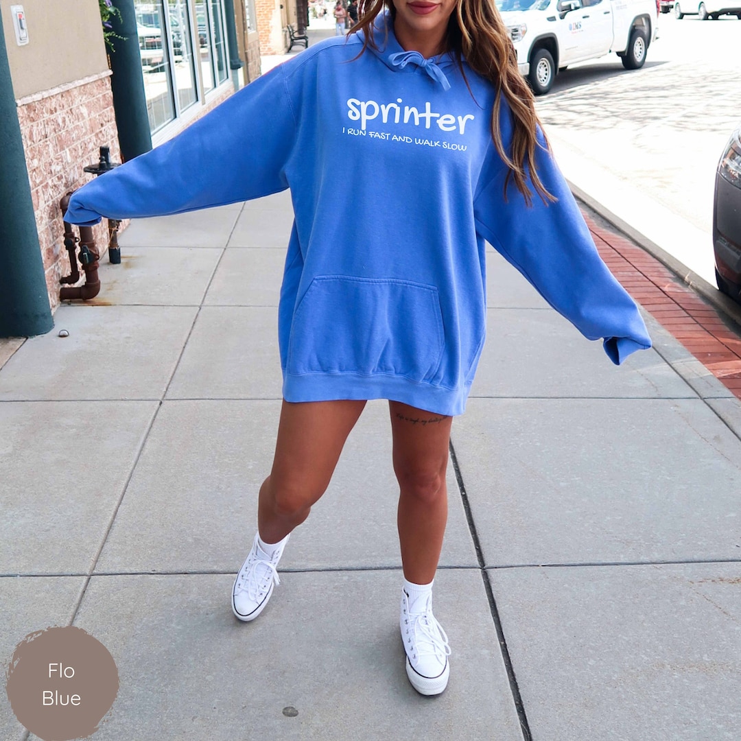 Female Sprinter Track Hoodie, Run Fast Walk Slow Funny Runner Short ...