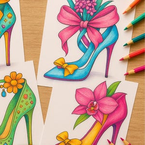 18 Printable Shoe and Flower Coloring Pages | High Heel Fashion Designs ...