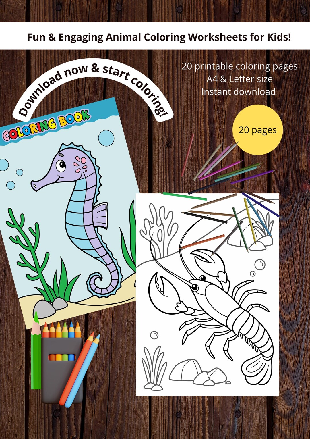Underwater Adventure: Coloring Workbook With Sea Creatures - 20 Pages ...