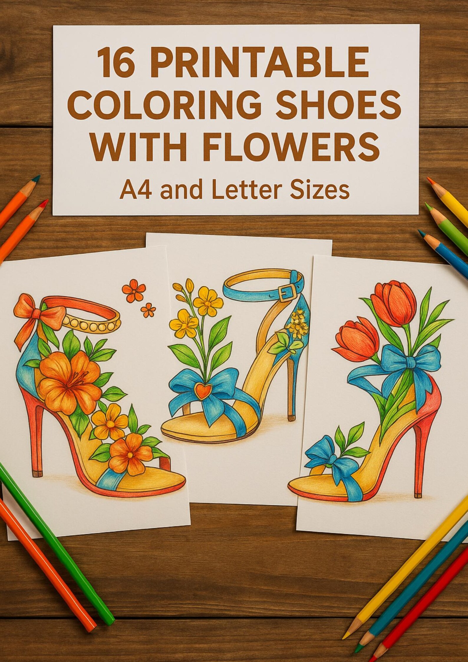16 Printable Shoe and Flower Coloring Pages | High Heel Fashion Designs ...