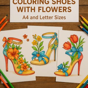 16 Printable Shoe and Flower Coloring Pages | High Heel Fashion Designs ...