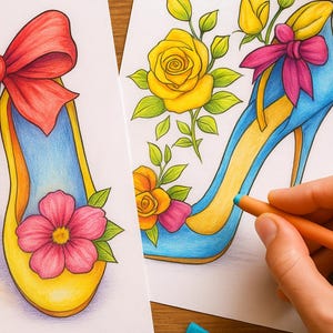 18 Printable Shoe and Flower Coloring Pages | High Heel Fashion Designs ...