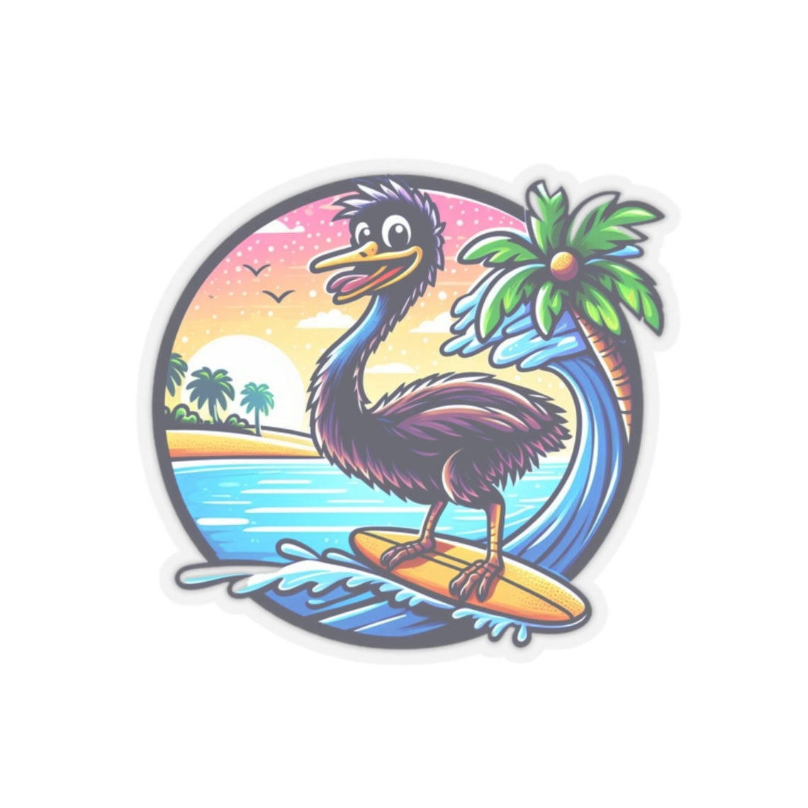 Surfing Emu Sticker - Etsy
