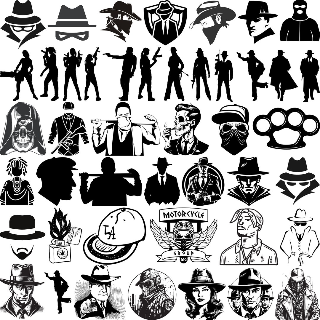 Gangster SVG Bundle, Gangster Vector, Gangster Cut Files, Gangster Hat ...