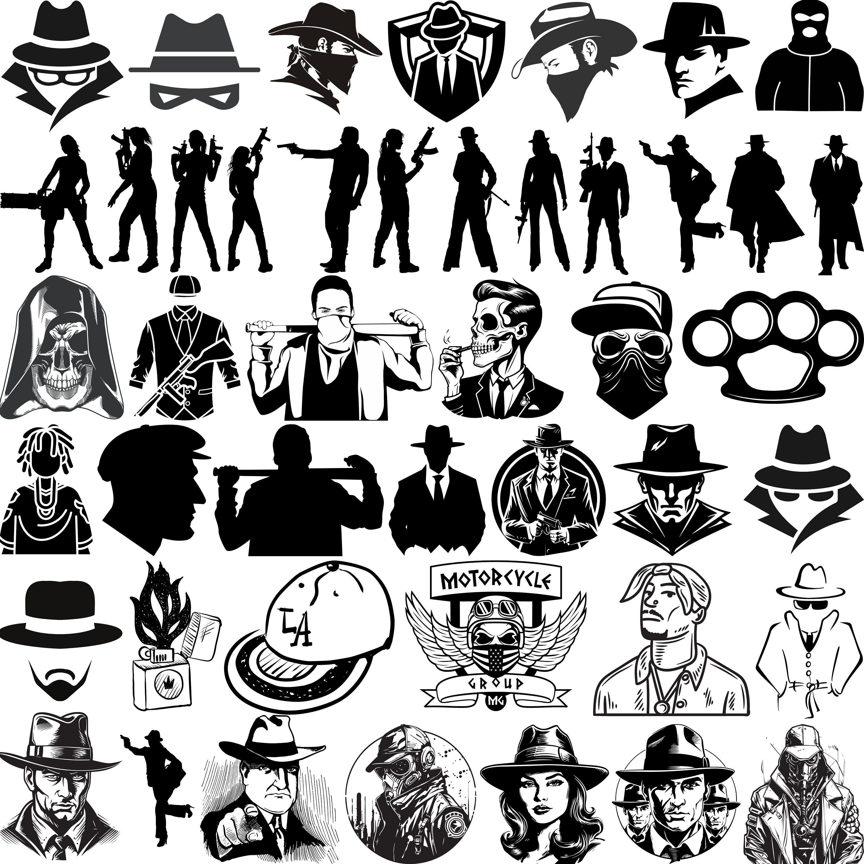 Gangster SVG Bundle, Gangster Vector, Gangster Cut Files, Gangster Hat ...