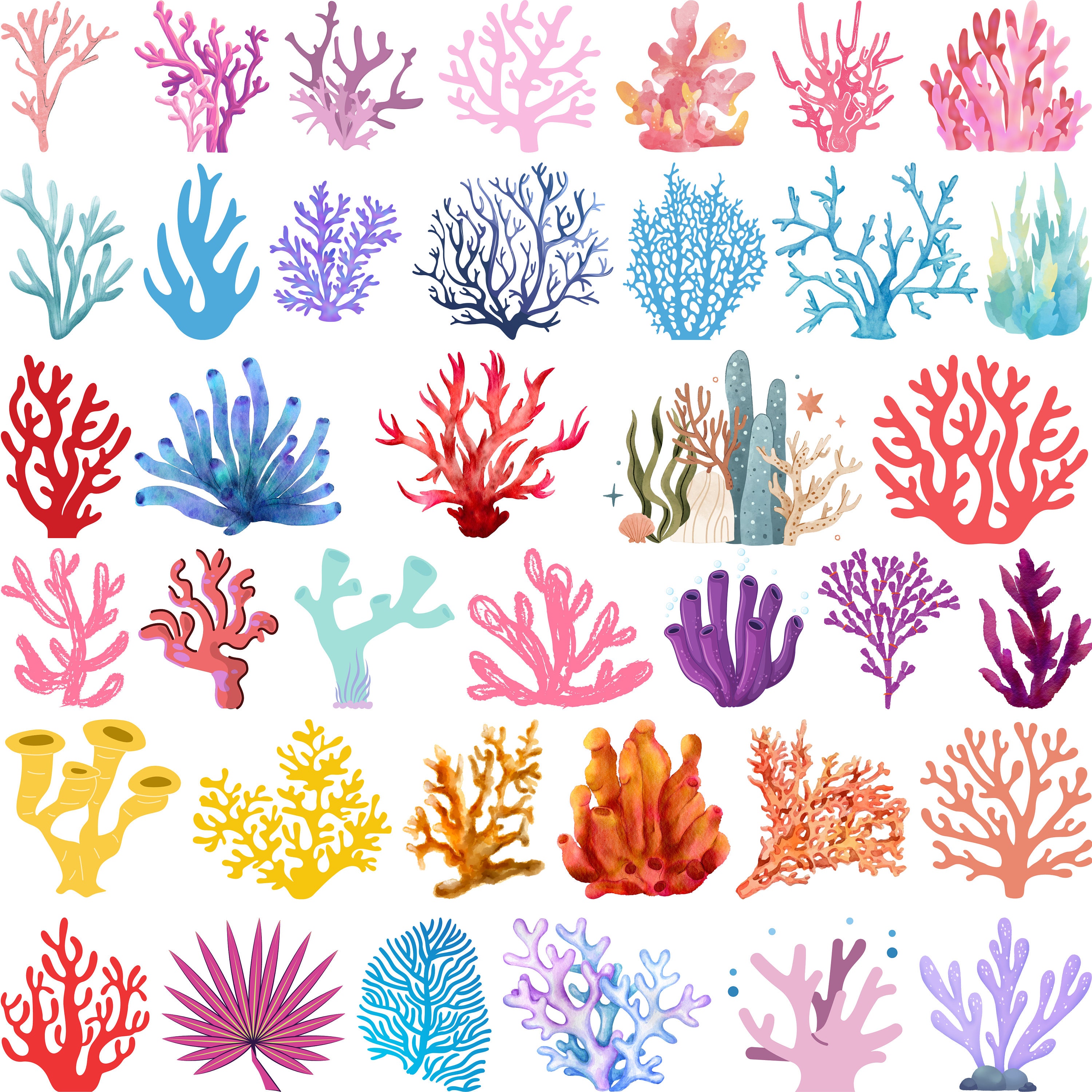 Coral SVG Bundle, Coral Clipart, Coral Silhouette, Seaweed Svg, Coral ...