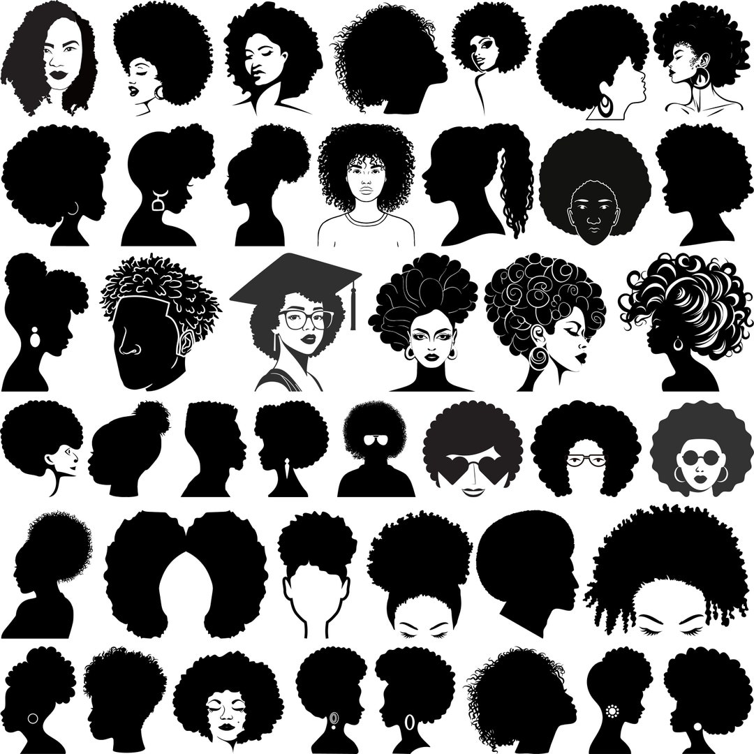 Afro Woman SVG Bundle, Curly Hair Svg, African Afro Queen Svgs, Afro ...