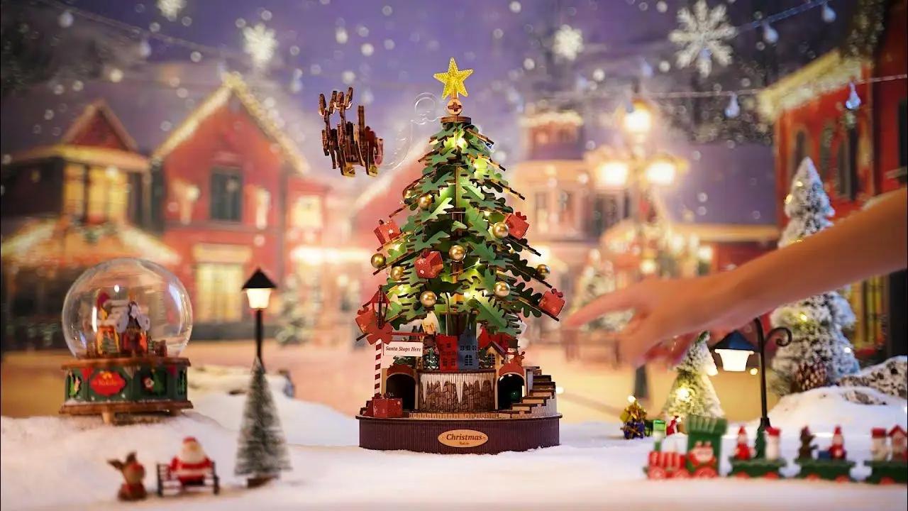 DIY Robotime Rolife Christmas Melody Tree 3D Wooden Puzzle Music Box ...