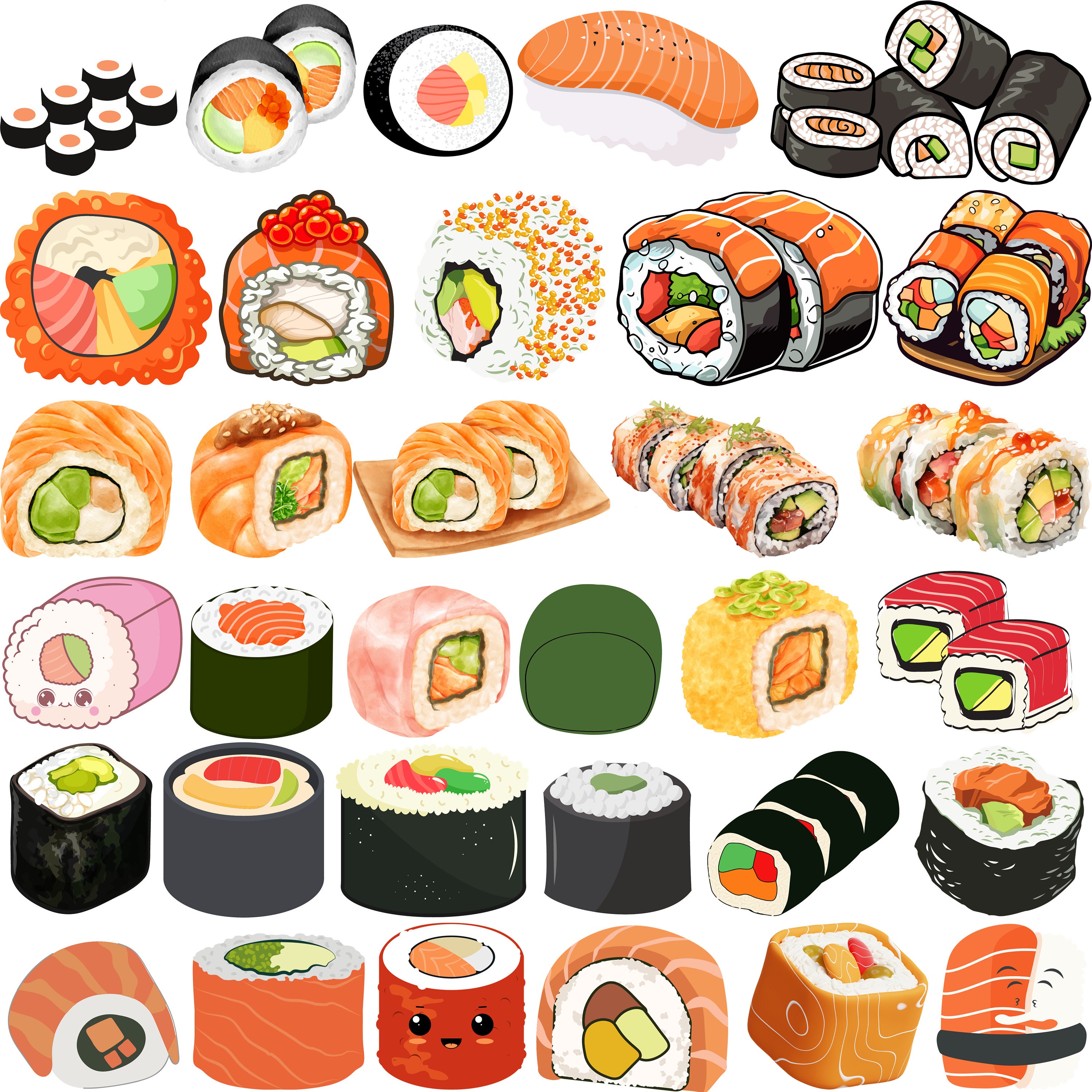 Sushi SVG Bundle, Japanese Food, Kawaii Sushi, Sushi Cut File, Sushi ...