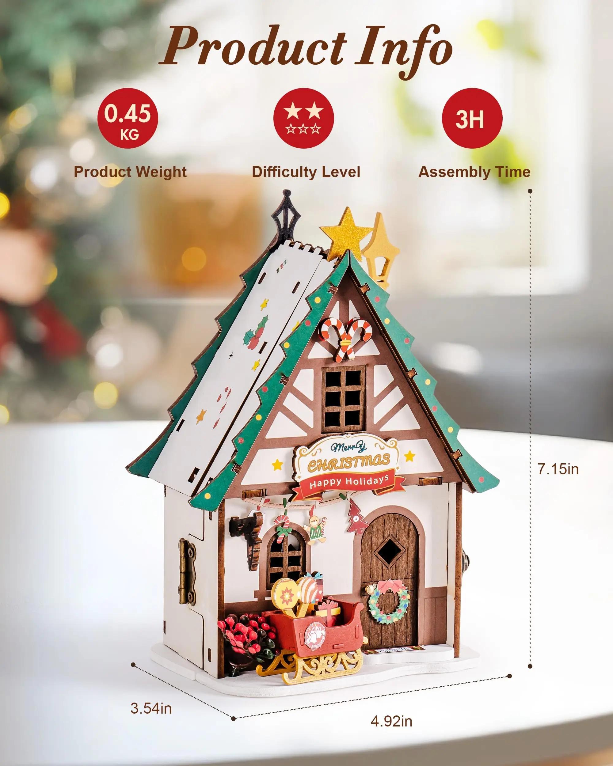 DIY Robotime Rolife Christmas Melody Tree 3D Wooden Puzzle Music Box ...