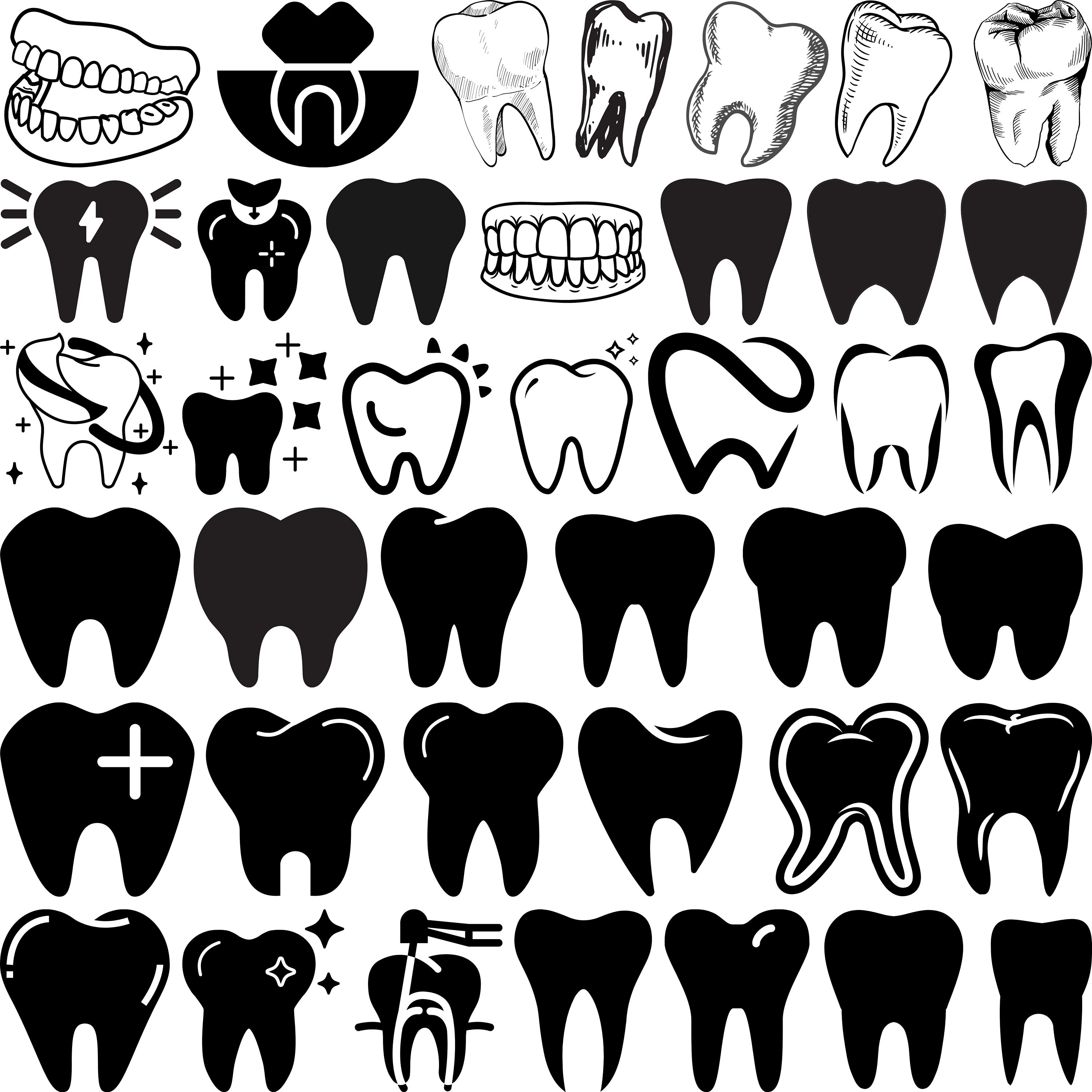 Tooth SVG Bundle, Tooth Silhouette, Dental Svg Cut Files, Tooth Clipart ...