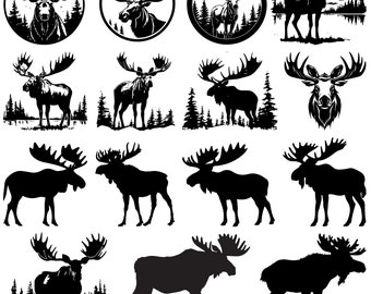 Moose Svg Bundle, Moose Cut Files for Cricut, Moose Clipart, Moose ...
