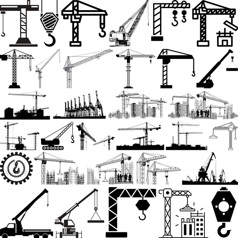 Construction Crane SVG Bundle, Crane Vector, Building Crane Svg, Crane ...