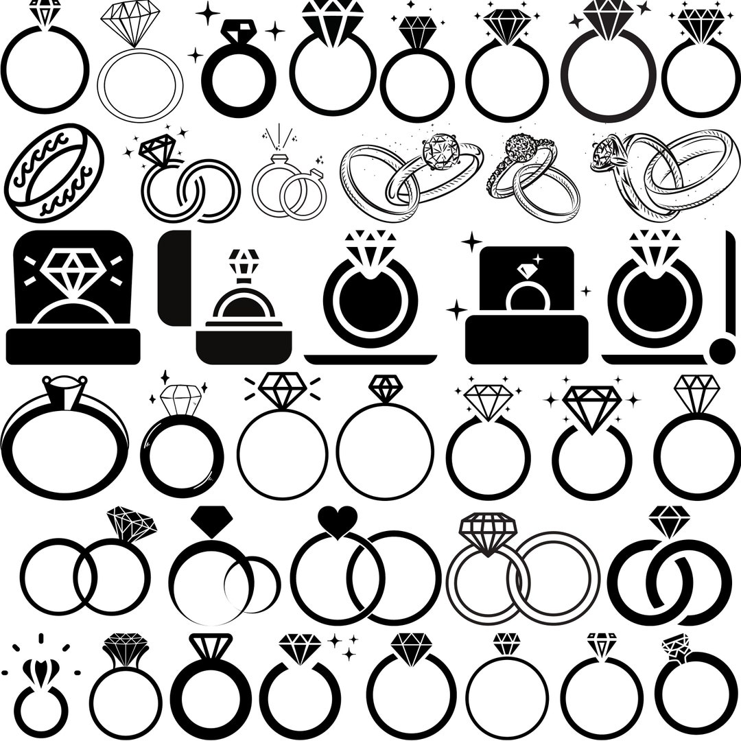 Engagement Ring SVG Bundle, Diamond Ring SVG, Wedding Ring SVG Bundle ...