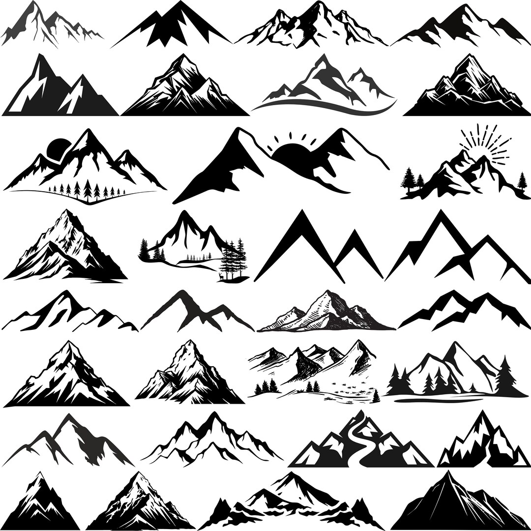 Berg SVG Bundle, Berg Clipart, Berg Silhouette, Landschaft svg, Hügel ...