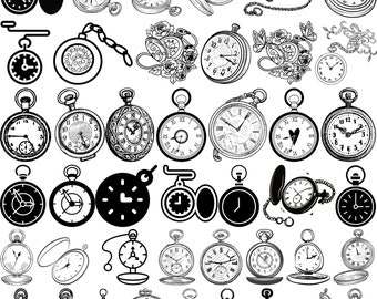 Pocket Watch Outline SVG, Pocket Watch Svg, Watch Svg, Pocket Watch ...