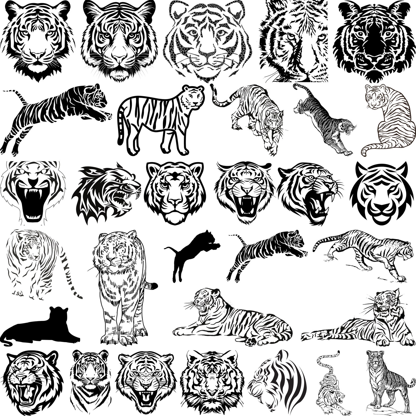 Tiger SVG Bundle, Tiger Head Svg, Tiger Vector, Cute Tiger Svg, Tiger Silhouette, Tiger Face Svg ...