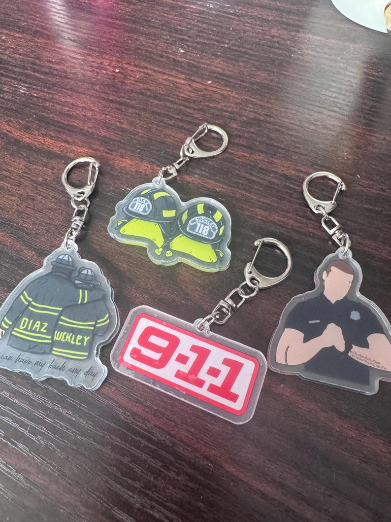 9-1-1 on ABC Inspired Keyrings - 118, Buck and Buddie Keychains - NEW ...