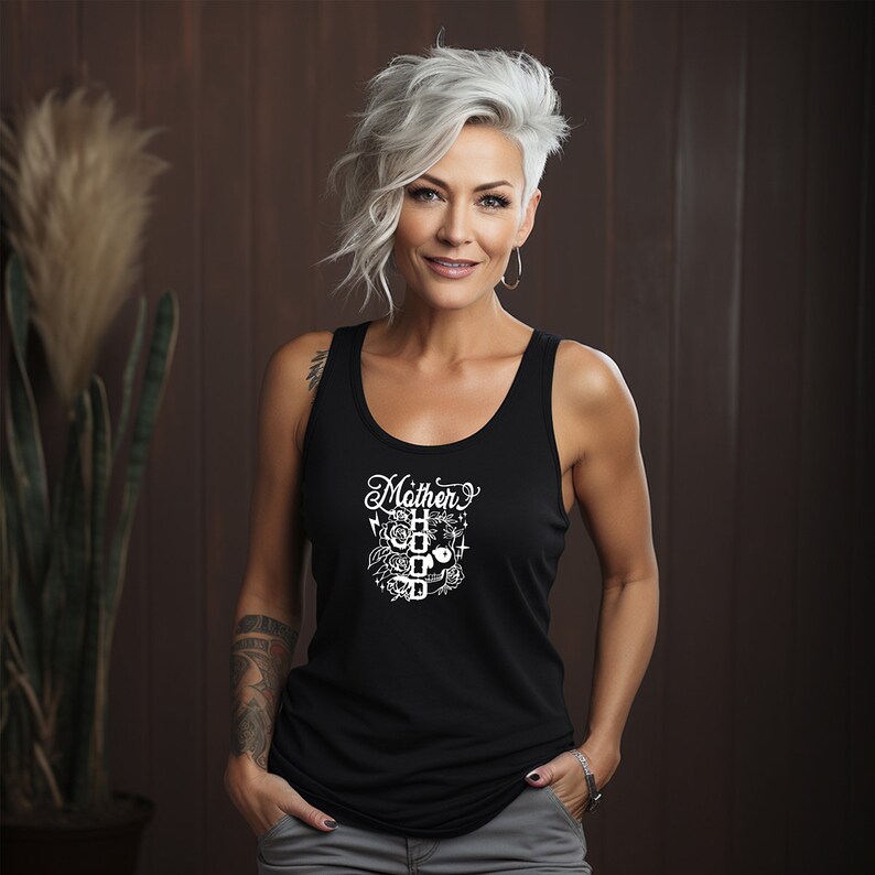 Rocker Motherhood Inked Mom Womens Flowy Racerback Tank Mothers