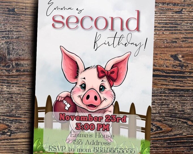 Arkansas Razorbacks First Birthday Party Invitation, Razorback Birthday ...